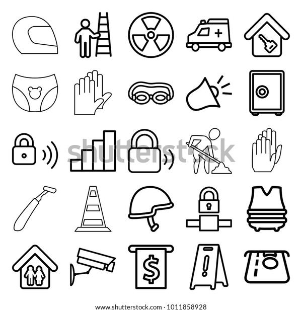 Safety Icons Set 25 Editable Outline Stock Vector (Royalty Free ...