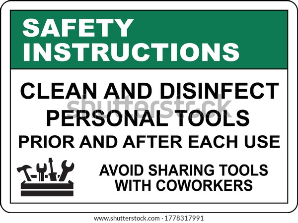 Safety Instructions Clean Personal Tools Sign Stock Vector (Royalty ...