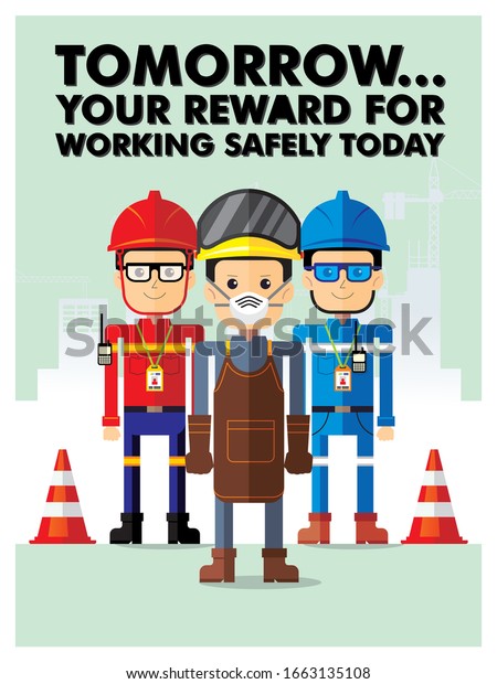 Safety Poster Construction Campaign Sign Flat Stock Vector (Royalty ...
