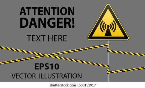 Safety Sign Caution Danger Electromagnetic Field Stock Vector (Royalty ...