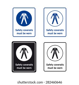 Safety Sign Vector Set Coveralls Must Stock Vector (Royalty Free) 282460673
