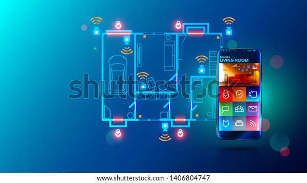 Safety System Video Surveillance Smart Home Stock Vector (Royalty Free ...