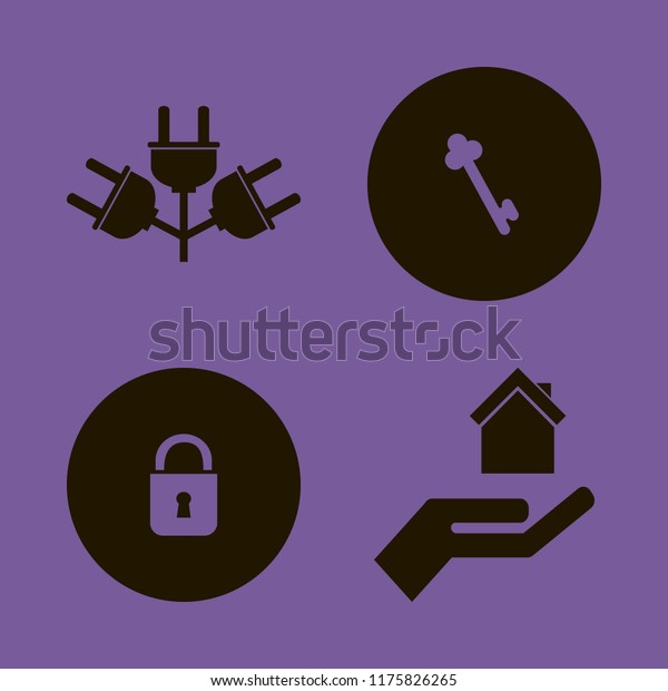 Safety Vector Icons Set Lock Hand Stock Vector (Royalty Free ...