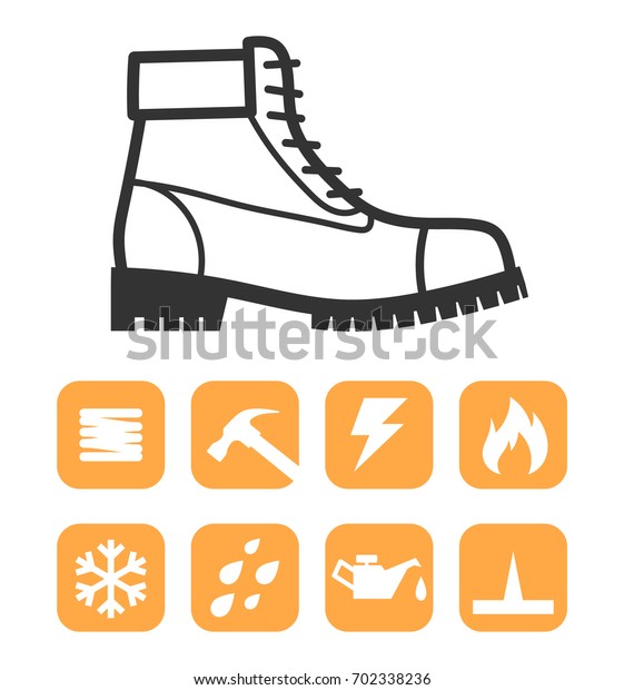 Safety Worker Shoes Boots Feature Symbols Stock Vector (Royalty Free ...
