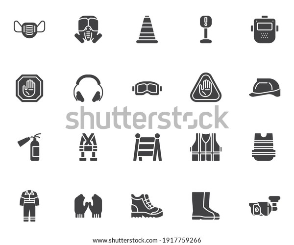 Safety Workwear Vector Icons Set Mandatory Stock Vector (Royalty Free ...