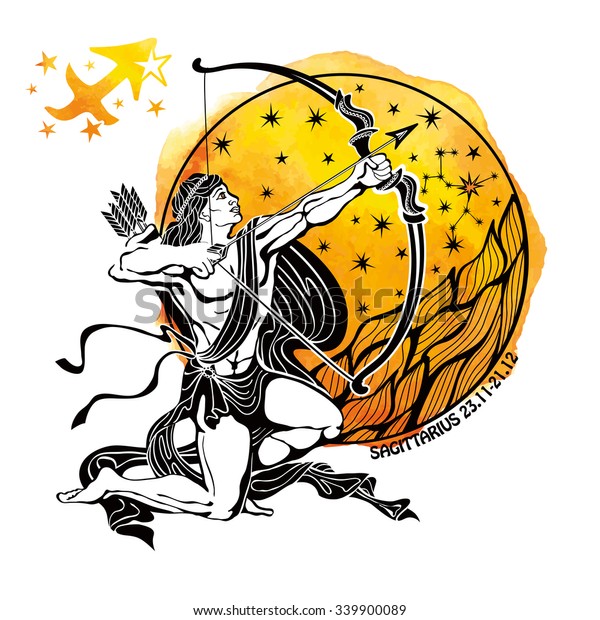 Sagittarius Zodiac Sign Horoscope Constellationstars Circle Stock