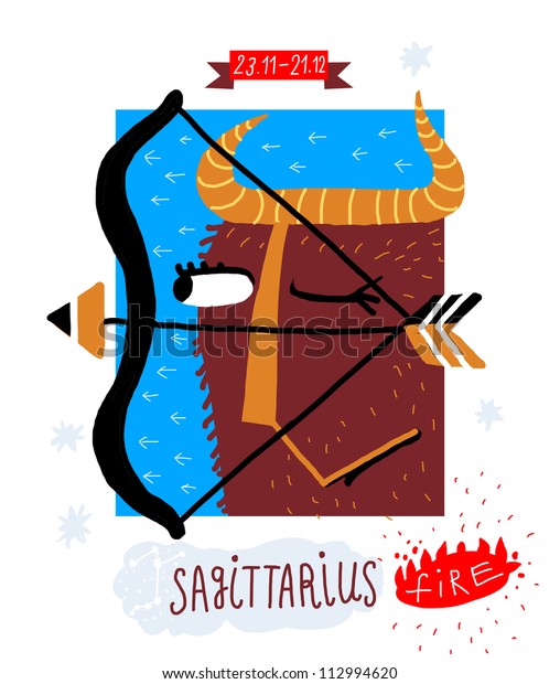 Sagittarius Zodiac Vector Drawing Stock Vector (Royalty Free) 112994620