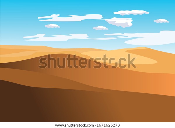 Sahara Desert View Flat Illustration Background Stock Vector (Royalty ...