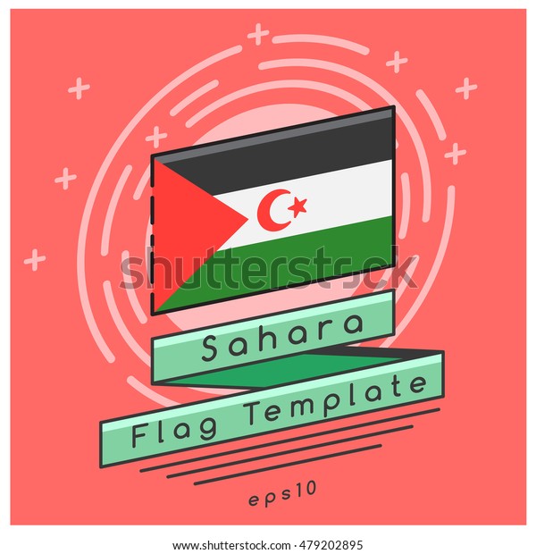 Sahara Flag Flag Icon Festive Background Stock Vector (Royalty Free ...