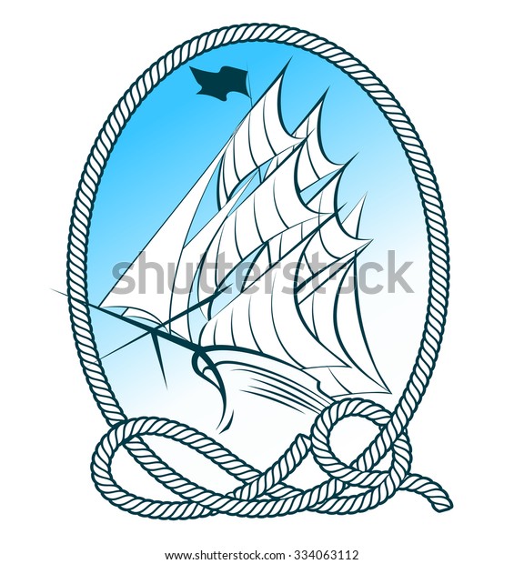Sail Ship Rope Frame Nautical Emblem Stock Vector (Royalty Free ...