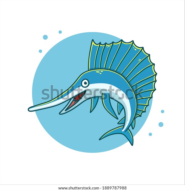 Sailfish Cartoon Vector Illustration Seafood Mascot Stock Vector ...