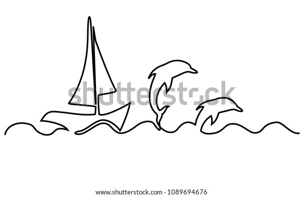 Sailing Boat One Line Drawing Stock Vector (Royalty Free) 1089694676 ...