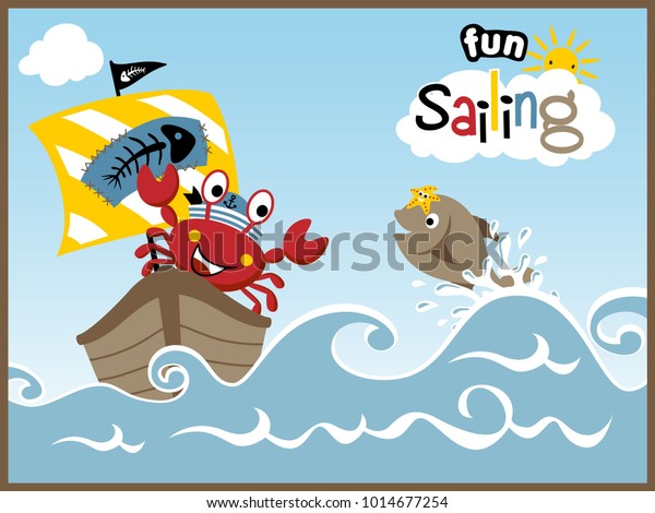 Sailing Fun Funny Animals Cartoon Vector Stock Vector (Royalty Free ...