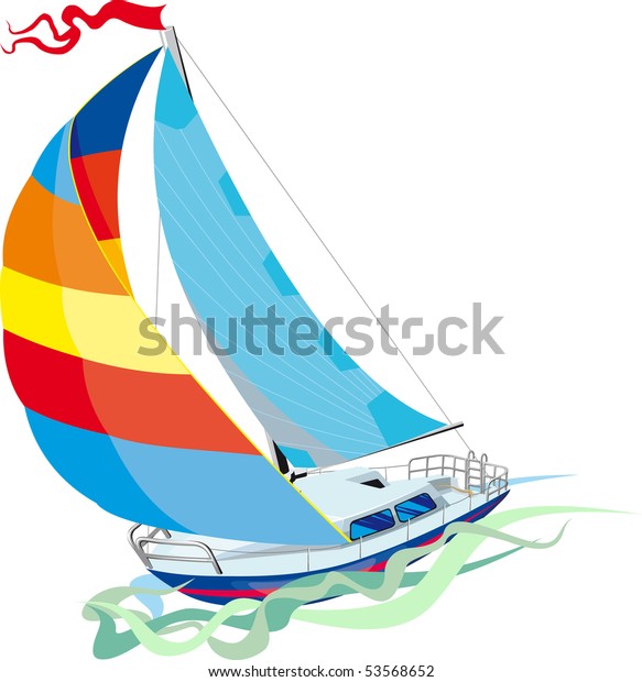 Sailing Sail Yacht Front View Stock Vector (Royalty Free) 53568652 ...