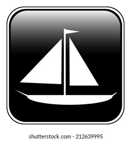 Sailing Ship Button On White Background Stock Vector (Royalty Free ...