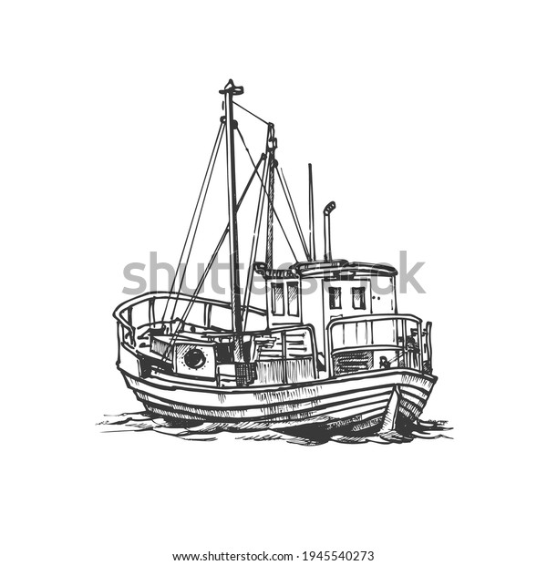 Sailing Ship Graphic Hand Drawing Sea Stock Vector (Royalty Free ...