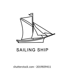 Sailing Ship Line Art Style Design Stock Vector (Royalty Free ...