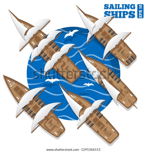 Sailing Ships View Above Vector Illustration Stock Vector (Royalty Free ...
