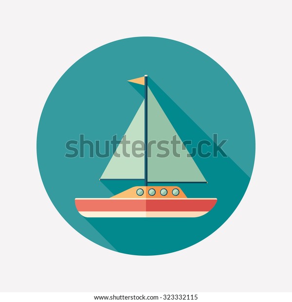 Sailing Yacht Flat Round Icon Long Stock Vector (Royalty Free) 323332115 | Shutterstock