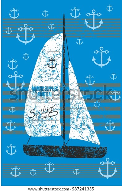 Sailing Yacht Graphic Design Vector Art Stock Vector (Royalty Free ...
