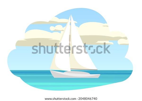 Sailing Yacht White Single Masted Vessel Stock Vector (Royalty Free ...