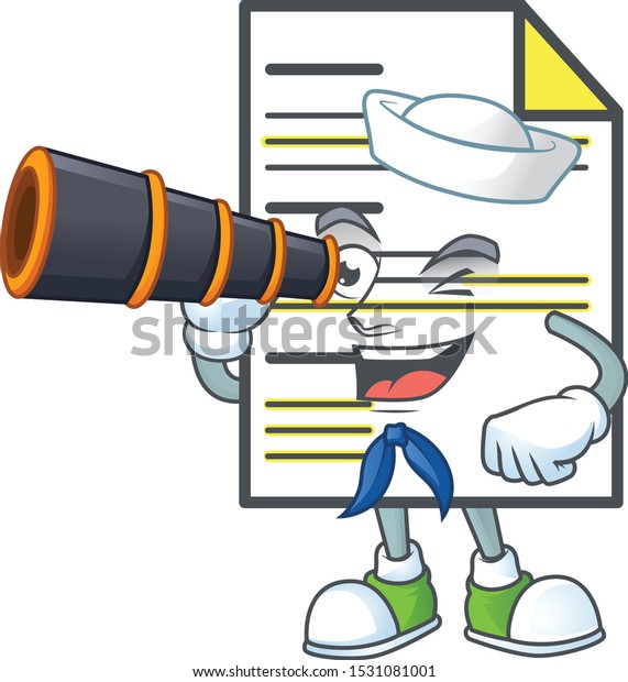 Sailor Binocular Document Template Cartoon Character Stock Vector ...