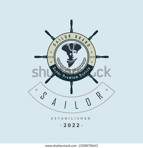 Sailor Captain Ship Wheel Logo Template Stock Vector (Royalty Free ...
