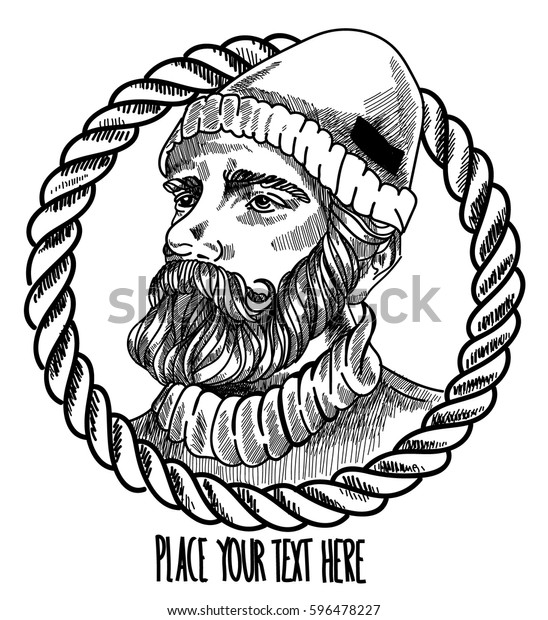 Sailor Drawing By Hand Vintage Style Stock Vector (Royalty Free) 596478227