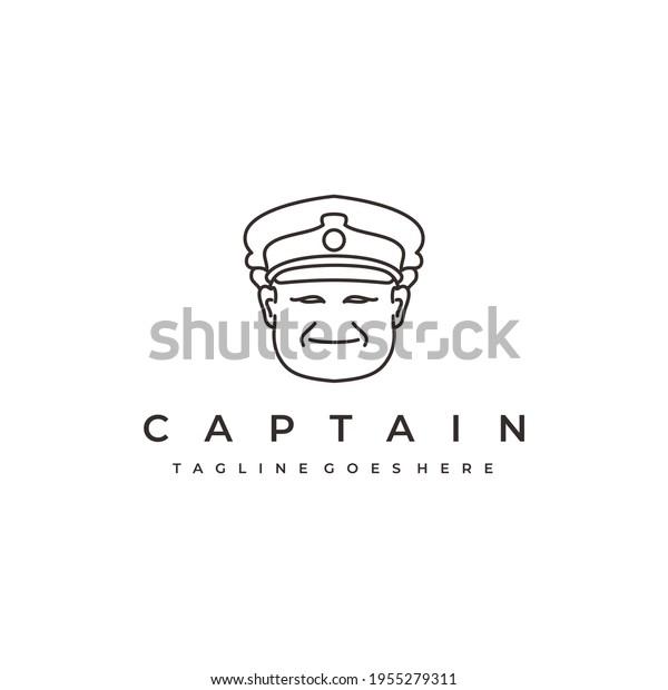 Sailor Line Art Ship Captain Logo Stock Vector (Royalty Free ...