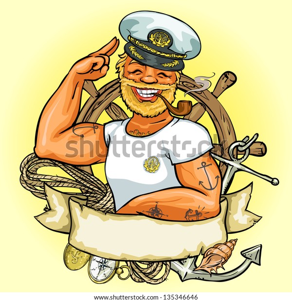 Sailor Logo Design Vector Illustration Ribbon Stock Vector (Royalty ...
