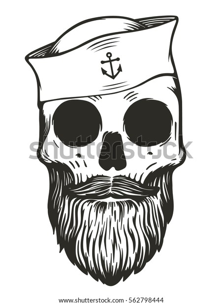 Sailor Skull Beards Mustache Wearing Sailor Stock Vector (Royalty Free ...