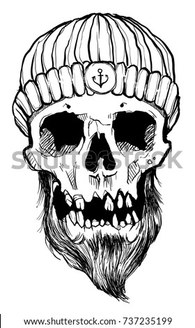 Sailor Skull Hand Drawn Vector Stock Vector (Royalty Free) 737235199 ...