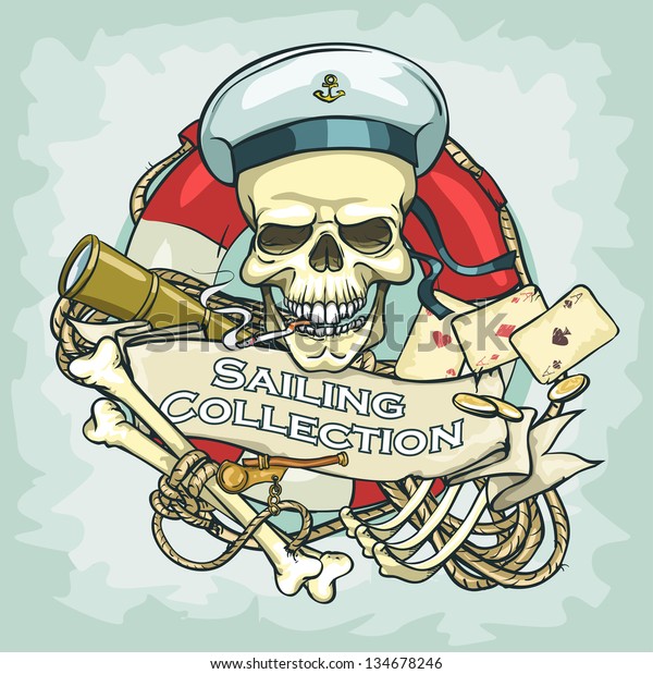 Sailor Skull Logo Design Sailing Collection Stock Vector (Royalty Free ...
