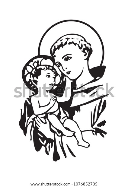 Saint Anthony Child Jesus Catholic Vector Stock Vector (Royalty Free ...