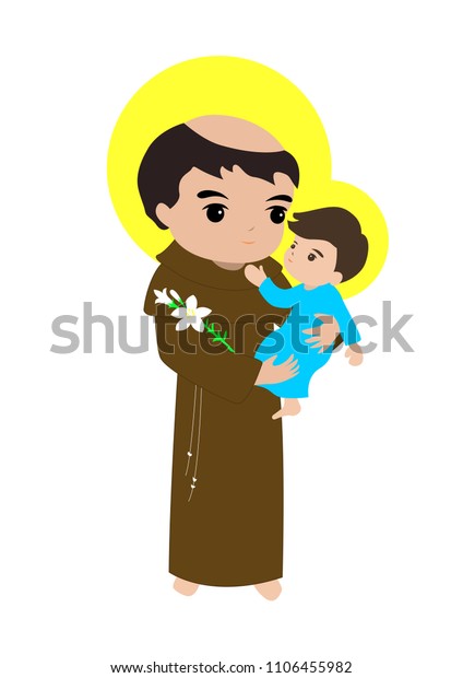 Saint Anthony Child Jesus Vector Stock Vector (Royalty Free) 1106455982