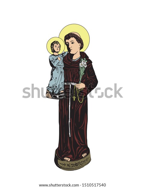 Saint Anthony Child Jesus Vector Catholic Stock Vector (Royalty Free ...