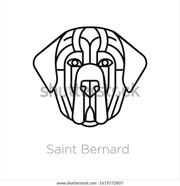 Saint Bernard Head Icon Logo Line Stock Vector (Royalty Free ...