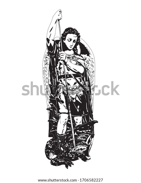 Saint Michael Archangel Catholic Vector Illustration Stock Vector ...