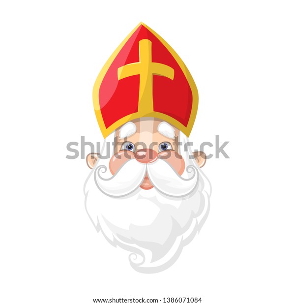 Saint Nicholas Cute Cartoon Character Portrait Stock Vector (Royalty ...