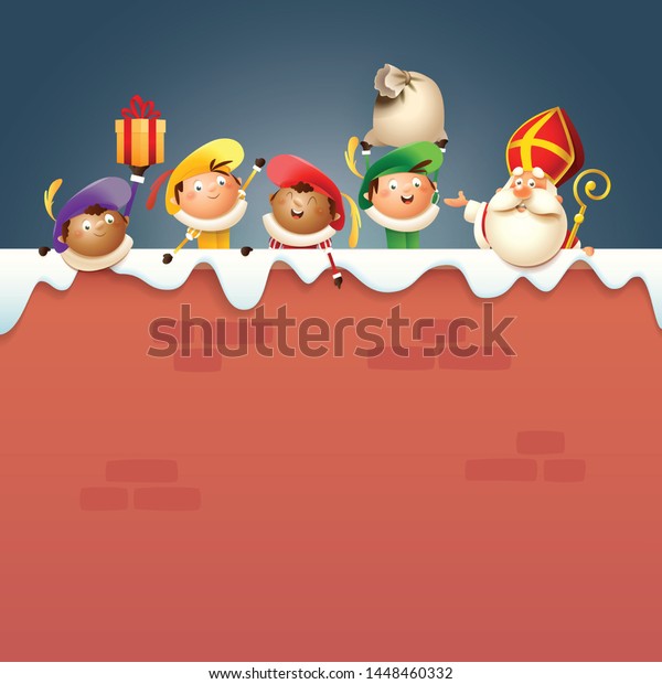 Saint Nicholas Friends On Board Happy Stock Vector (Royalty Free ...
