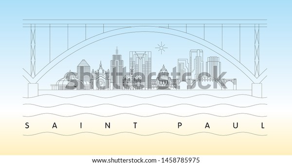 Saint Paul Minnesota Skyline Vector Illustration Stock Vector (Royalty ...