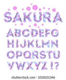 Sakura Font Isolated On White Background: vector de stock (libre de ...