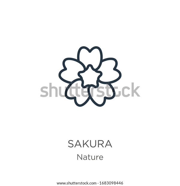Sakura Icon Thin Linear Sakura Outline Stock Vector (Royalty Free ...