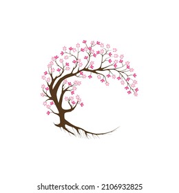 Sakura Tree Isolated On White Background Stock Vector (Royalty Free ...