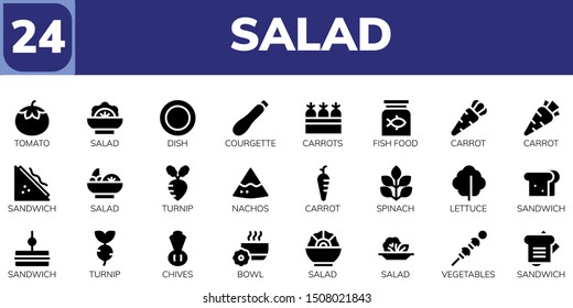 Salad Icon Set 24 Filled Salad Stock Vector (Royalty Free) 1508021843