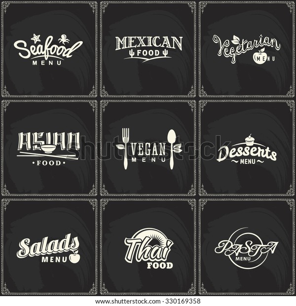 Salad Logo Typography Chalk Board Frame Stock Vector (Royalty Free ...