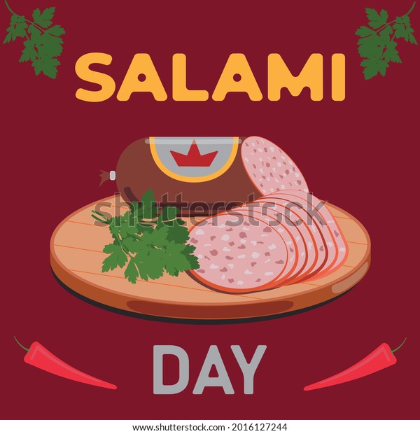 Salami Day Vector Color Illustration Salami Stock Vector (Royalty Free ...