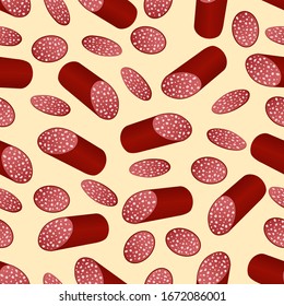 Salami Sausages Pattern Design Sausages Background Stock Vector ...