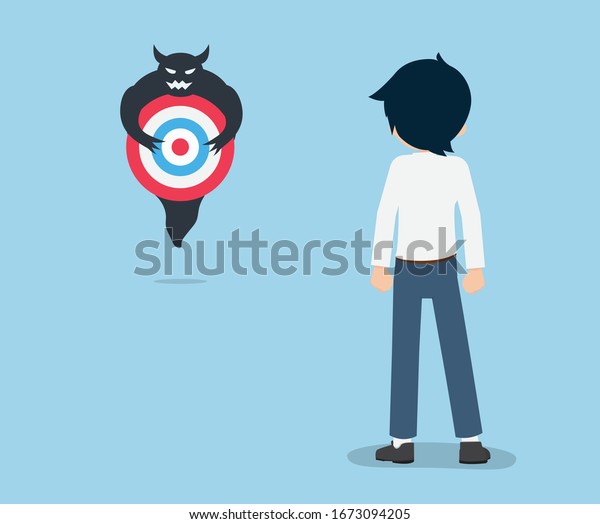 Salary Man Ready Fight Devil Holding Stock Vector (Royalty Free ...