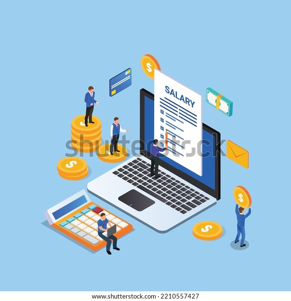 Salary Payroll Concept 3d Isometric Vector Stock Vector (Royalty Free ...